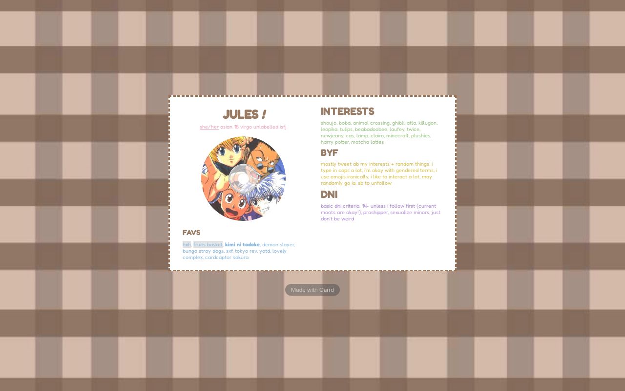 jules’ carrd
